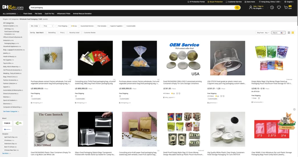 Alibaba Alternatives for Food Packaging: Custom Packaging in Bulk